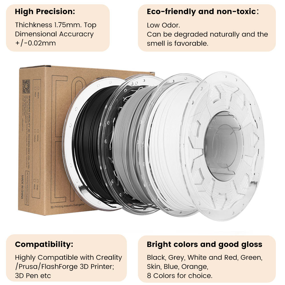Creality 3D Printing Filament: 1.75mm PLA Filament & UV Resin liquid