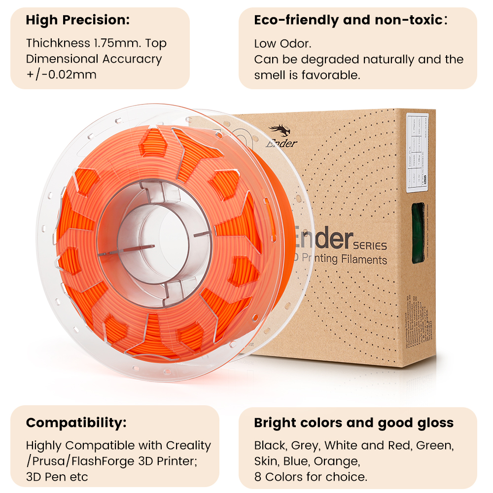 Buy Creality Ender Series Colorful PLA Filament, 1KG/Roll Green/Orange/Red