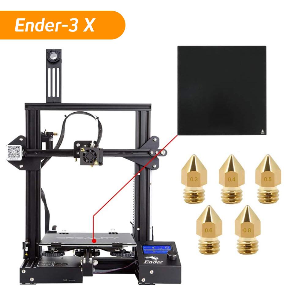 Creality Ender 3 3D Printer with Tempered Glass Plate and Nozzles